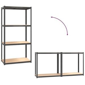 vidaXL 4-Layer Shelves 2 pcs Anthracite Steel&Engineered Wood