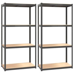 vidaXL 4-Layer Shelves 2 pcs Anthracite Steel&Engineered Wood