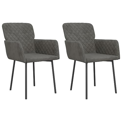 vidaXL Dining Chairs 2 pcs Dark Gray Velvet