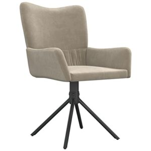 vidaXL Modern Swivel Dining Chairs - 2 pcs Set in Elegant Light Gray Velvet, Comfortably Padded with Foam, Features 100% Polyester Material for Durability