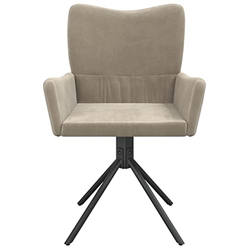 vidaXL Modern Swivel Dining Chairs - 2 pcs Set in Elegant Light Gray Velvet, Comfortably Padded with Foam, Features 100% Polyester Material for Durability