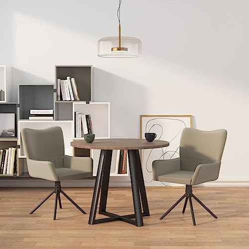 vidaXL Modern Swivel Dining Chairs - 2 pcs Set in Elegant Light Gray Velvet, Comfortably Padded with Foam, Features 100% Polyester Material for Durability