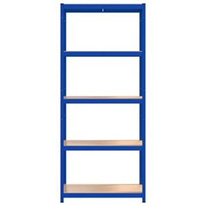 vidaXL Industrial Style 5-Layer Storage Shelves, 3-Piece Set, Blue - Galvanized Steel, Engineered Wood and Plastic for Residential and Commercial Use