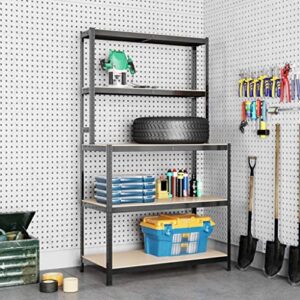 vidaXL Anthracite Work Table with Shelves - Durable Galvanized Steel and Engineered Wood Construct- Spacious, Industrial, Residential and Commercial Storage Solution