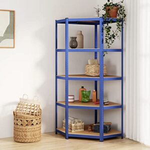 vidaXL 5-Layer Corner Shelf in Blue - Steel & Engineered Wood Material - Ideal for Residential and Commercial Storage - Meets California Proposition 65 Standards