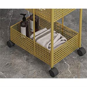 BHVXW Scandinavian Iron Shelves Bedroom Kitchen Metal Removable Bathroom Storage Rack with Wheels Trolley