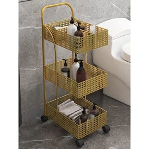 BHVXW Scandinavian Iron Shelves Bedroom Kitchen Metal Removable Bathroom Storage Rack with Wheels Trolley