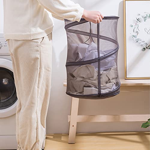 Collapsible Laundry Baskets, Mesh Popup Laundry Hamper Foldable Dirty Clothes Basket Great for Kids Room/College Dorm/Travel