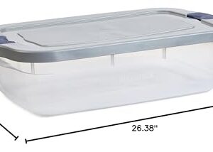 Rubbermaid Roughneck Clear 31 Qt/ 7.75 Gal Storage Containers, Pack of 6 with Snap-Fit Grey Lids, Visible Base, Sturdy and Stackable, Great for Storage and Organization