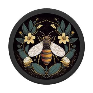 Floral Boho Bee Aesthetic Honey Beekeeper Black PopSockets Standard PopGrip