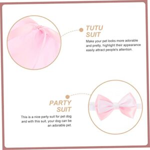 Amosfun 1 Set Festival Suit Hat Costume Skirt of Tulle Bow Party Adorable Clothing Dresses Cute Cosplay Tie for Kit Small Pet Puppy Dress Cat Dog Headband Easter Outfit Wearing Clothes