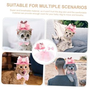 Amosfun 1 Set Festival Suit Hat Costume Skirt of Tulle Bow Party Adorable Clothing Dresses Cute Cosplay Tie for Kit Small Pet Puppy Dress Cat Dog Headband Easter Outfit Wearing Clothes