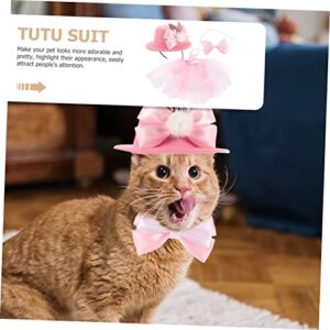 Amosfun 1 Set Festival Suit Hat Costume Skirt of Tulle Bow Party Adorable Clothing Dresses Cute Cosplay Tie for Kit Small Pet Puppy Dress Cat Dog Headband Easter Outfit Wearing Clothes