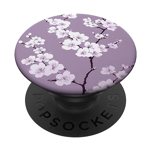 White Blossom Cherry Tree Flowers on Purple PopSockets Standard PopGrip