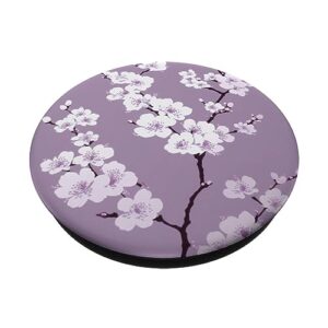 White Blossom Cherry Tree Flowers on Purple PopSockets Standard PopGrip