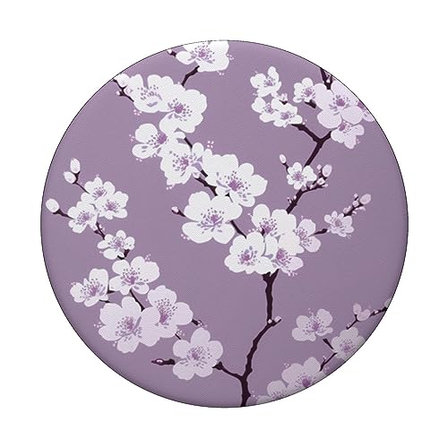 White Blossom Cherry Tree Flowers on Purple PopSockets Standard PopGrip