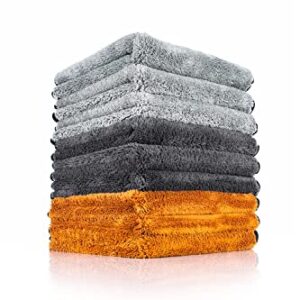 The Rag Company - The Wolf Pack - Premium Ultra-Soft Microfiber Detailing Towels; Buttersoft Suede Edge; Perfect for Buffing and Final Wipedowns; 480GSM, 16in x 16in, Mixed Earth Tone Colors (9-Pack)