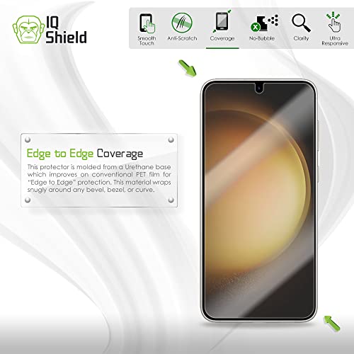 IQShield Screen Protector Compatible with Samsung Galaxy S23 Plus 5G Works with Fingerprint Scanner (2-Pack) Anti-Bubble Clear TPU Film