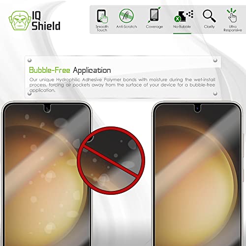 IQShield Screen Protector Compatible with Samsung Galaxy S23 5G (2-Pack) Anti-Bubble Clear TPU Film