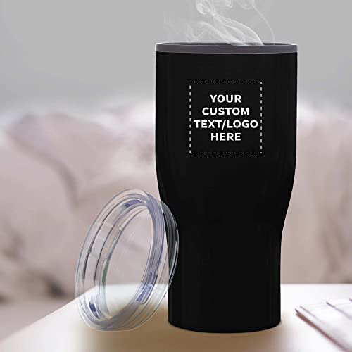 Custom Stainless Steel Travel Mugs by Challenger 28 oz. Set of 6, Personalized Bulk Pack - Perfect for Coffee, Soda, Other Hot & Cold Beverages - Black