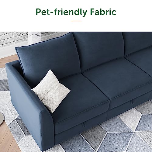 HONBAY Modular Sectional Sofa with Ottoman Oversized U Shaped Couch with Reversible Chaise Velvet Sleeper Modular Sofa Convertible Sectional Couch for Living Room, Dark Blue