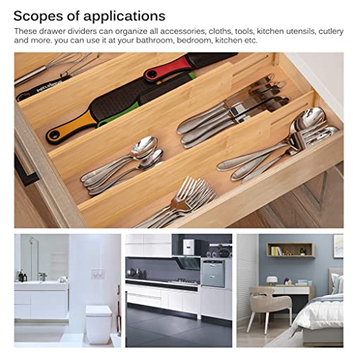 TJLSS 4Pcs Kitchen Home Partition Board Organization Retractable Stretch Adjustable Free Separation Office Drawer Dividers DIY Storage