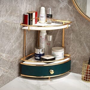 WINTENT 2 Tiers Corner Shelf Bathroom Organizer Countertop with Drawer