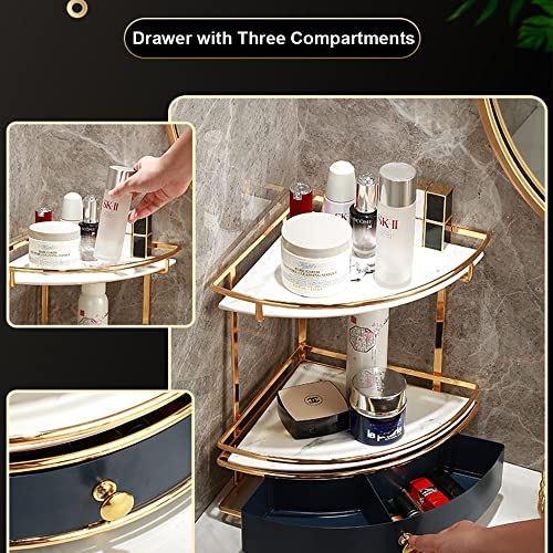 WINTENT 2 Tiers Corner Shelf Bathroom Organizer Countertop with Drawer