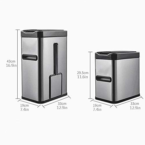 CZDYUF Induction Trash Can with Lid 7L Bathroom Trash Can with Toilet Brush and Tissue Box Stainless Steel Automatic Trash Can Trash Can ( Color : Black , Size : 29.5cm*19cm*33cm )