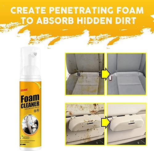 Car Magic Foam Cleaner, Foam Cleaner All Purpose, Foam Cleaner for Car and House Lemon Flavor, Powerful Stain Removal Kit Foam Cleaner for Car, Kitchen, Bathroom, ect (30ml, 2Pcs)