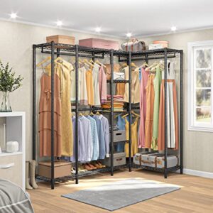 VIPEK L50 Protable Closet Rack Large Corner Freestanding Wardrobe Closet, Multi-Functional L Shaped Clothes Rack Heavy Duty Metal Clothing Rack for Hanging Clothes, Max Load 1150LBS, Black