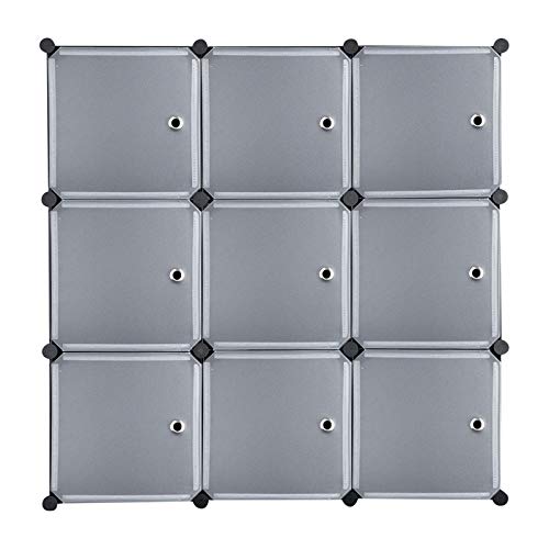 wenyuyu Closet Organizer with Doors, Portable 9-Cube DIY Units Storage Shelves Cabinet Bookshelf, Clothes Storage Organizer for Garment Racks, Closet, Wardrobe