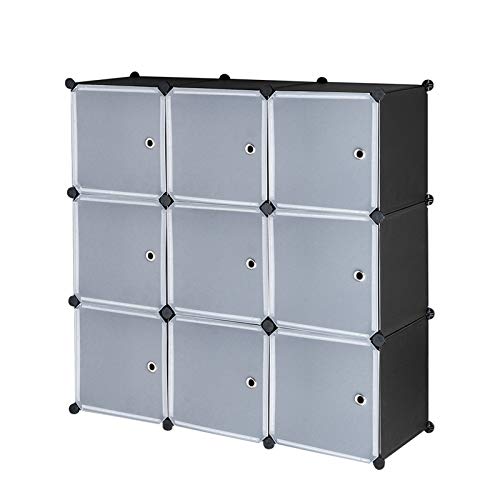 wenyuyu Closet Organizer with Doors, Portable 9-Cube DIY Units Storage Shelves Cabinet Bookshelf, Clothes Storage Organizer for Garment Racks, Closet, Wardrobe