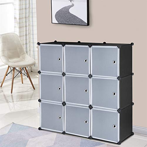 wenyuyu Closet Organizer with Doors, Portable 9-Cube DIY Units Storage Shelves Cabinet Bookshelf, Clothes Storage Organizer for Garment Racks, Closet, Wardrobe