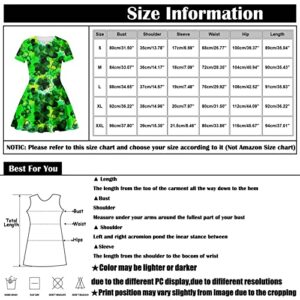 Vestidos para Mujer Casuales Y Elegantes, Spring Dress Dresses Short Sleeve Dress Casual Women's Fashion Round Neck St. Patrick's Day Print Casual Short Dress V Neck Bodycon Dress Fluorescent Green