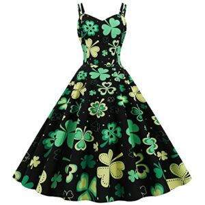 Long Sleeve Black Dress, Ruffle Dress Prairie Women, Women's Dinner Dresses Casual St Patricks Day Fancy V-Neck Suspenders Sleeveless Dress Green Irish Lady Wrap Mini Dress Plus (L, Yellow)