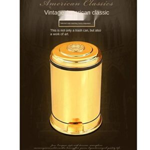 WPYYI Golden Pedal Metal Trash Can Upscale Hotel Villa Kitchen Living Room Bathroom Covered Garbage Storage Bucket Dustbin ( Size : 10L )