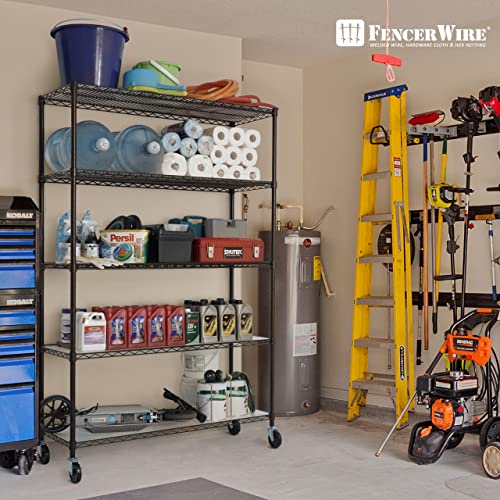 Fencer Wire NSF Commercial Heavy Duty Wire Shelving w/Wheels, Leveling Feet & Liners, Kitchen Storage Shelf, Garage Shelving Storage, Utility Wire Rack Storage Shelves, w/Liner, 48 x 18 x 76 4-Tier