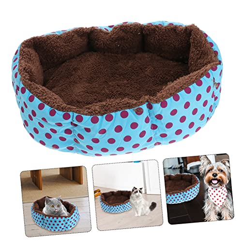 balacoo Puppy Pets Puppy for House Animal Dog Mat Random Warm Round Color Pet Blue S Winter Warming Size Plush Kennel Dot Shaped Cotton Sleeping Polka Cat Cushion Supplies Rabbit Stuffed Plushy