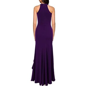 Ladies New Summer Dresses, Dresses for Women 2023 Beach Vacation Outfits Dresses Long Women's High Halter Neck Sexy Split Body-Con Mermaid Evening Cocktail Party Maxi Formal Dress (XL, Purple)