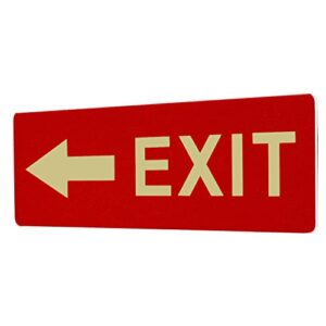 lfi lights | directional red photoluminescent 'exit' sign | left arrow | rigid pvc plastic | full 3m self-adhesive back | glow in the dark egress sign | ptm-exlr-r-l