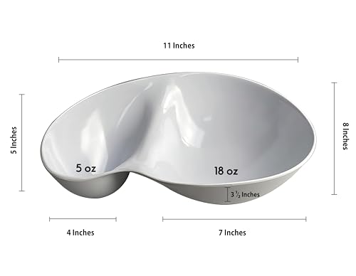 Chip and Dip Serving Set Melamine Tray Divided Platters (White)