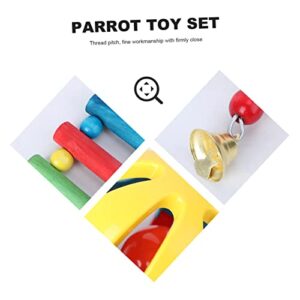 5pcs Set Toy Supplies Cockatiels Cage Drawbridge Playthings Bell Pet Birds Stand Kit Interesting and Parrot Hanging Bridge Perch Suspension Ball Toys Funny Parakeets Swing for