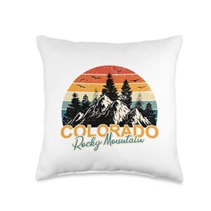 colorado mountain travel vintage colorado rocky mountains nature hiking travel camper throw pillow, 16x16, multicolor