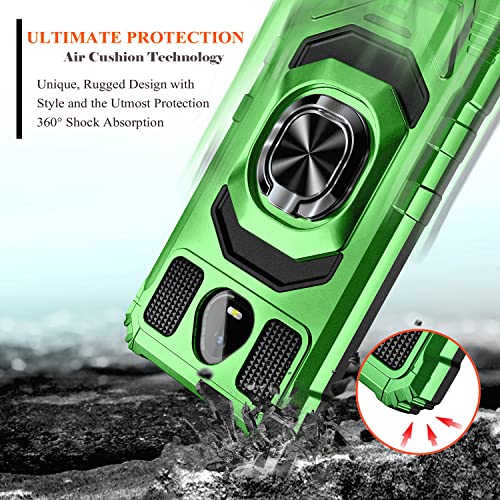 WDHD Compatible with Schok Volt Case SV55 SV55216 with Tempered Glass Screen Protector (Maximum Coverage), Full-Body Protective [Military-Grade], Magnetic Car Ring Holder Cover Case (Green)