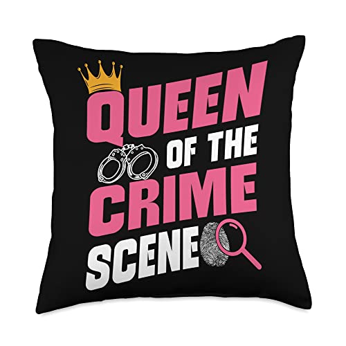 Crime scene Investigation Forensic scientist Queen of Crime Scene Forensic Science Evidence Technician Throw Pillow, 18x18, Multicolor