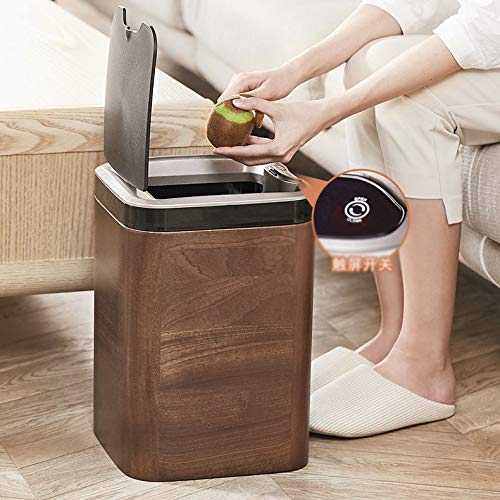 CZDYUF Smart Wooden Living Room Sense Trash Can Household Inductive Ashbin Dynamic Storage Bucket Large Garbage Cans