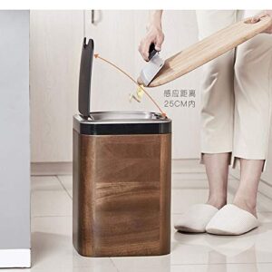 CZDYUF Smart Wooden Living Room Sense Trash Can Household Inductive Ashbin Dynamic Storage Bucket Large Garbage Cans