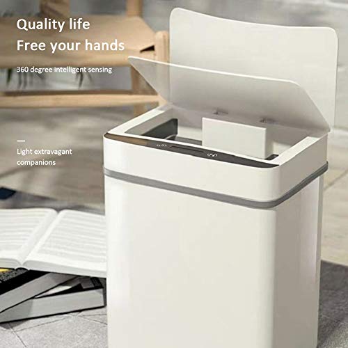 CZDYUF 12L Smart Trash Can Automatic Induction Motion Sensor Dustbin Home Kitchen Bathroom Waste Garbage Bin White