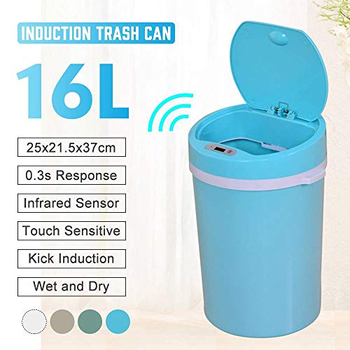 CZDYUF 16L Automatic Induction Trash Can Touchless Smart Motion Sensor Rubbish Waste Bin Waste Garbage Bin